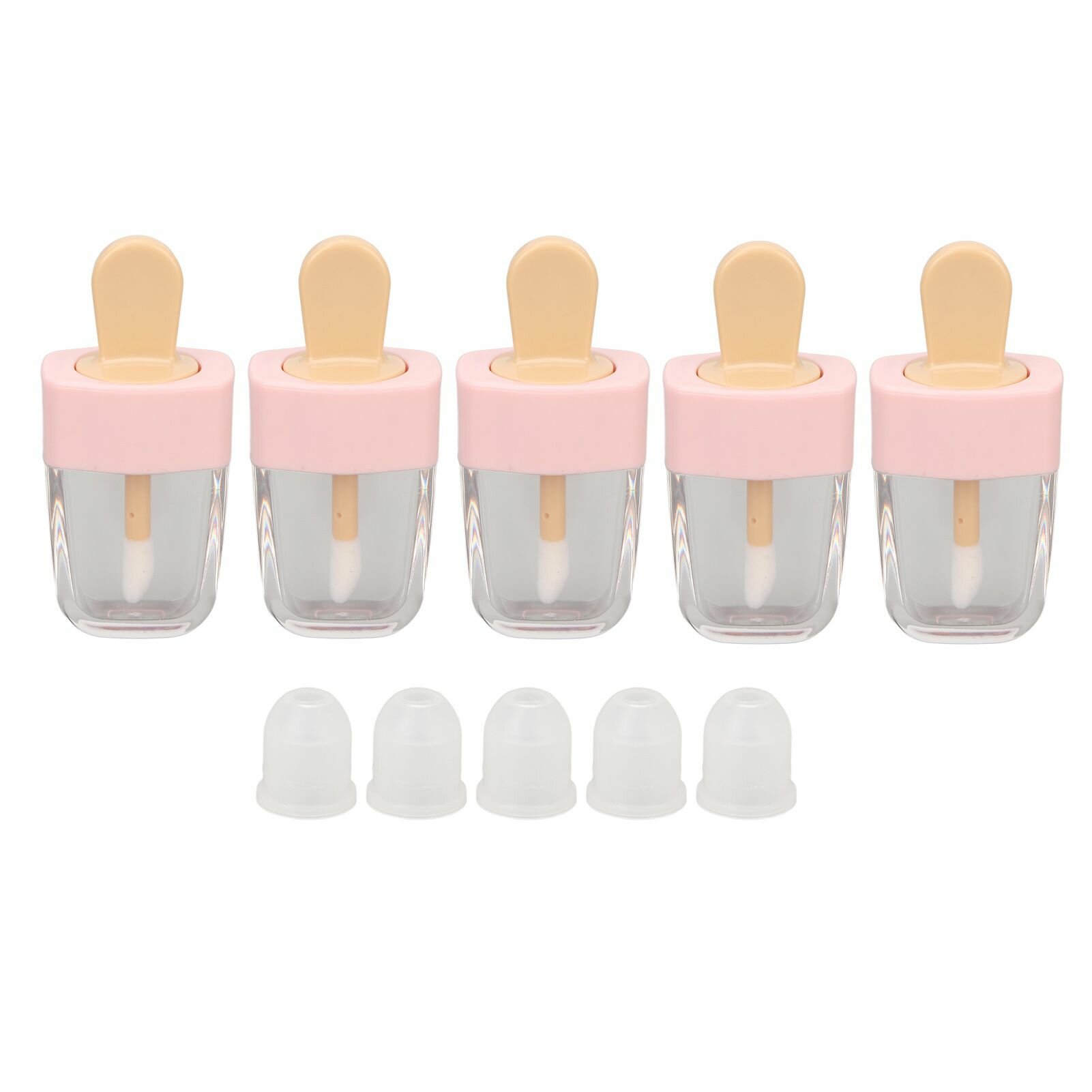 5 мл тюбики блеска для губ в форме мороженого, 5 шт. пустые контейнеры для глазури для губ сделай сам , предотвращающие утечку, прозрачные косметические тюбики для мастеров макияжа