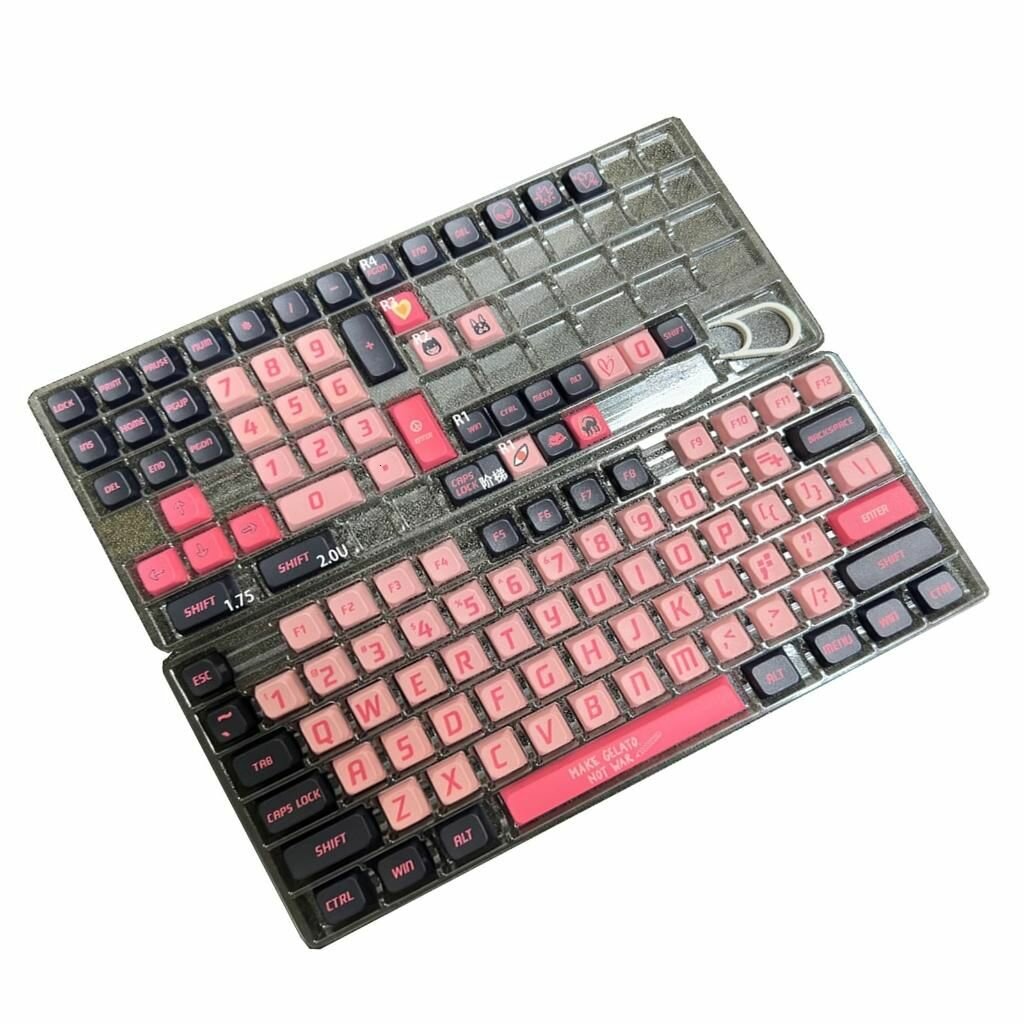 Сублимированные PBT клавиши MDA профиля, Черный Розовый