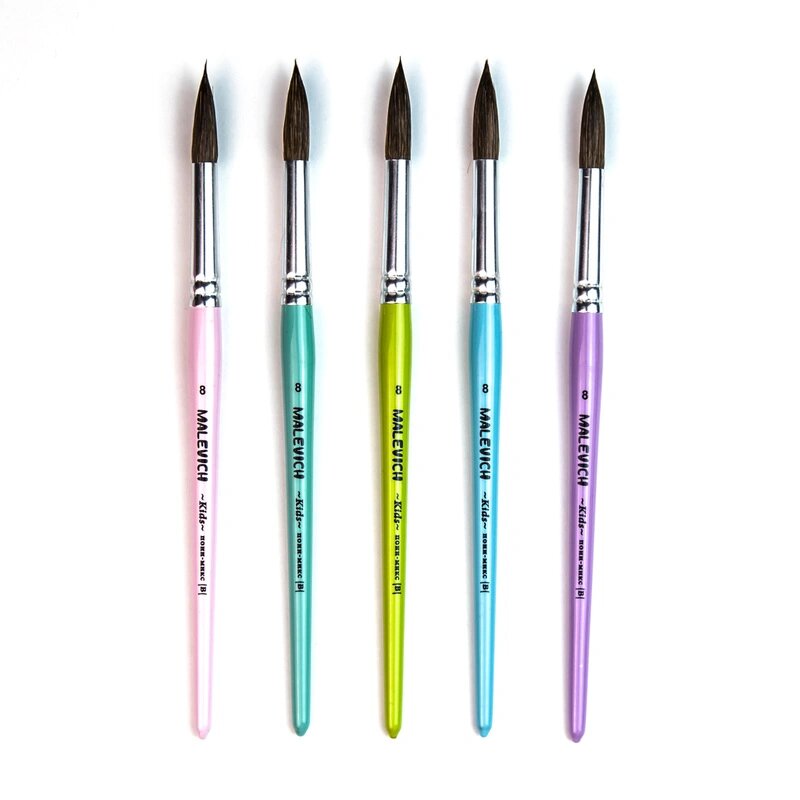 Кисть художеств. Малевичъ Kids пони, сред. жестк, круглая,№8, корот. ручка,733108