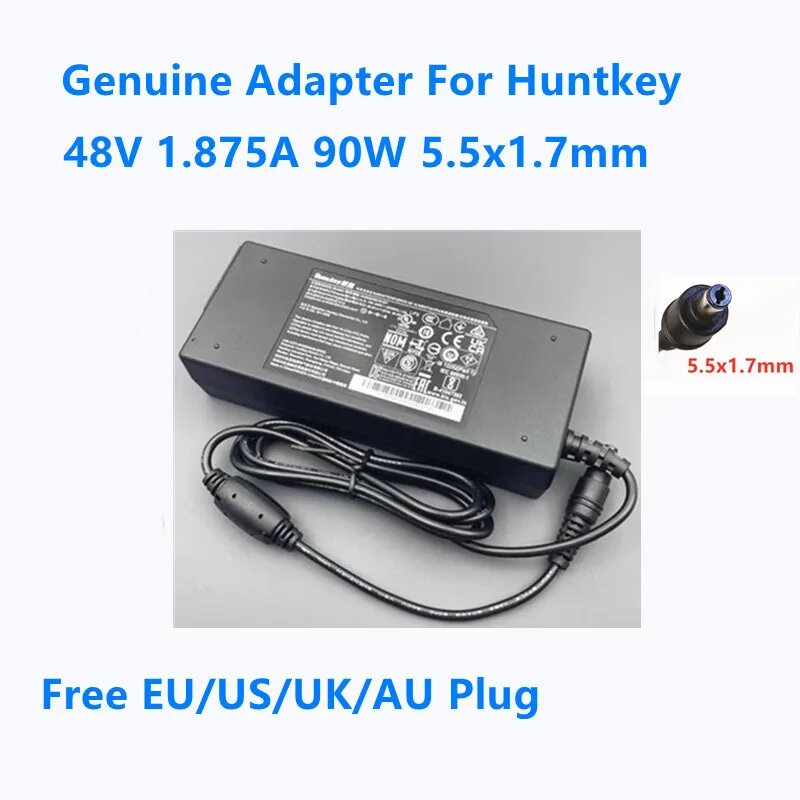 Подлинный 48,0 V 1.875A 90,0 W 5,5x1,7mm Huntkey HKA09048019-027 AC адаптер питания для Hikvision POE зарядное устройство