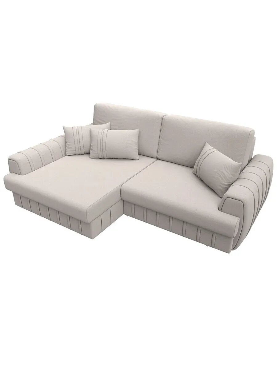 Диван угловой Монако, 240x93x163 см, со спальным местом 143х195 см, пружинный матрас, ящик для белья, угол слева, замша