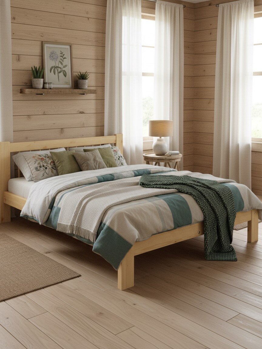 Кровать Дачная 1400 х 2000 сосна, без покраски