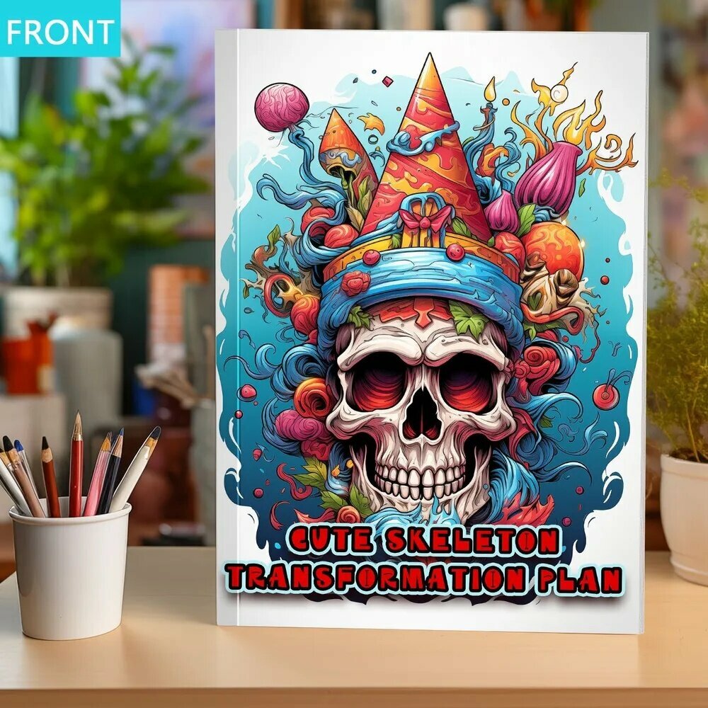 Книжка-раскраска в Скелет, Альбом для рисования Череп, высокое качество Книга каракулей30 см*21 см, подходит для раскрашивания как взрослыми, так и детьми