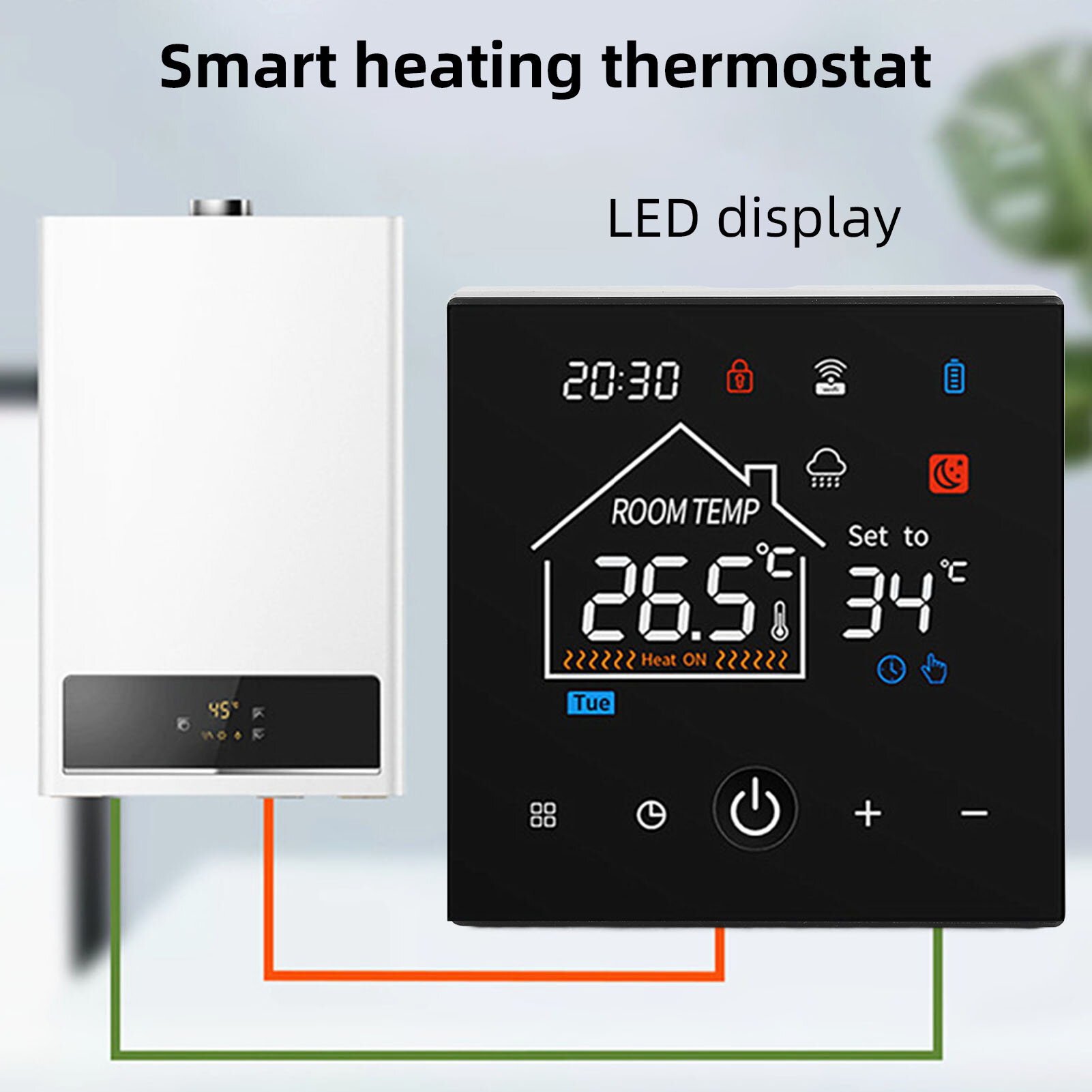 Умный термостат Программируемый контроллер температуры напольного отопления Беспроводной Fidelity Voice App Connect Электрический термостат для отопления