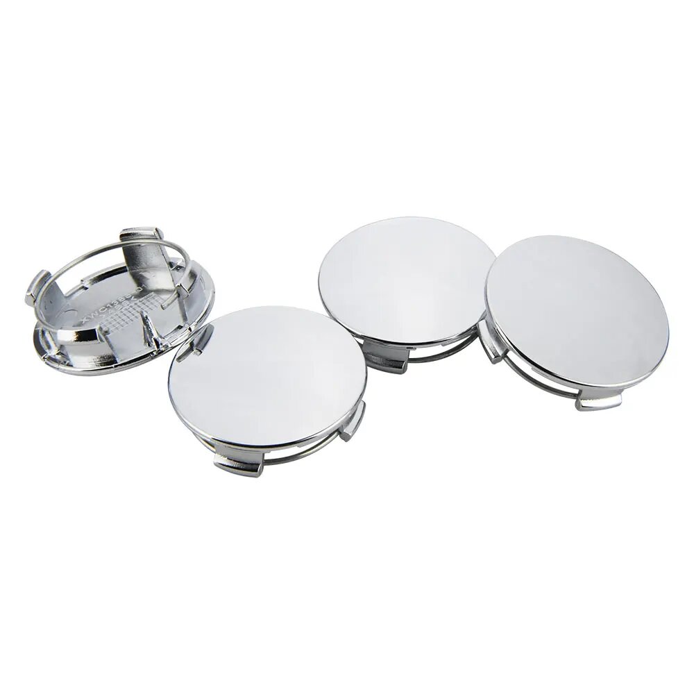 Колпачки на литые диски без логотипа Эмблема 57мм заглушка ступицы колесного диска комплект 4 шт, Chrome blank cap, Tesla