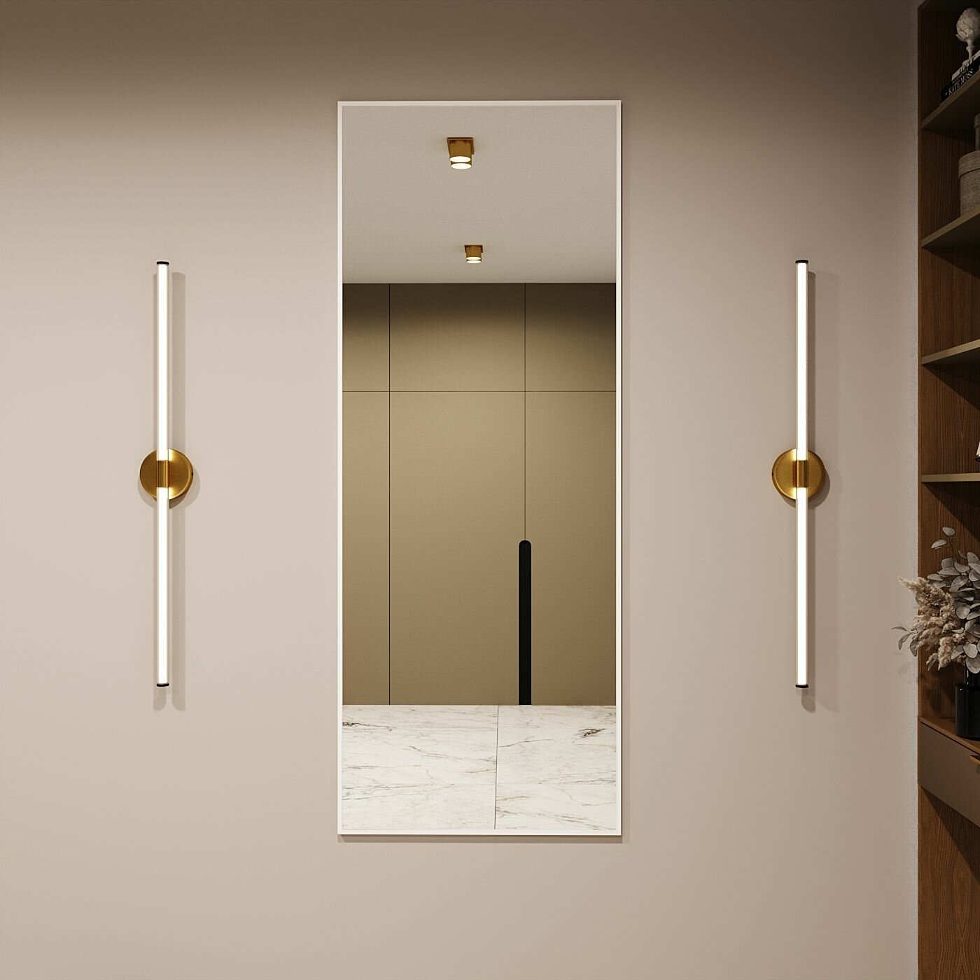 Зеркало настенное 170х60 см. BLX MIRROR интерьерное в алюминиевой раме, Белое