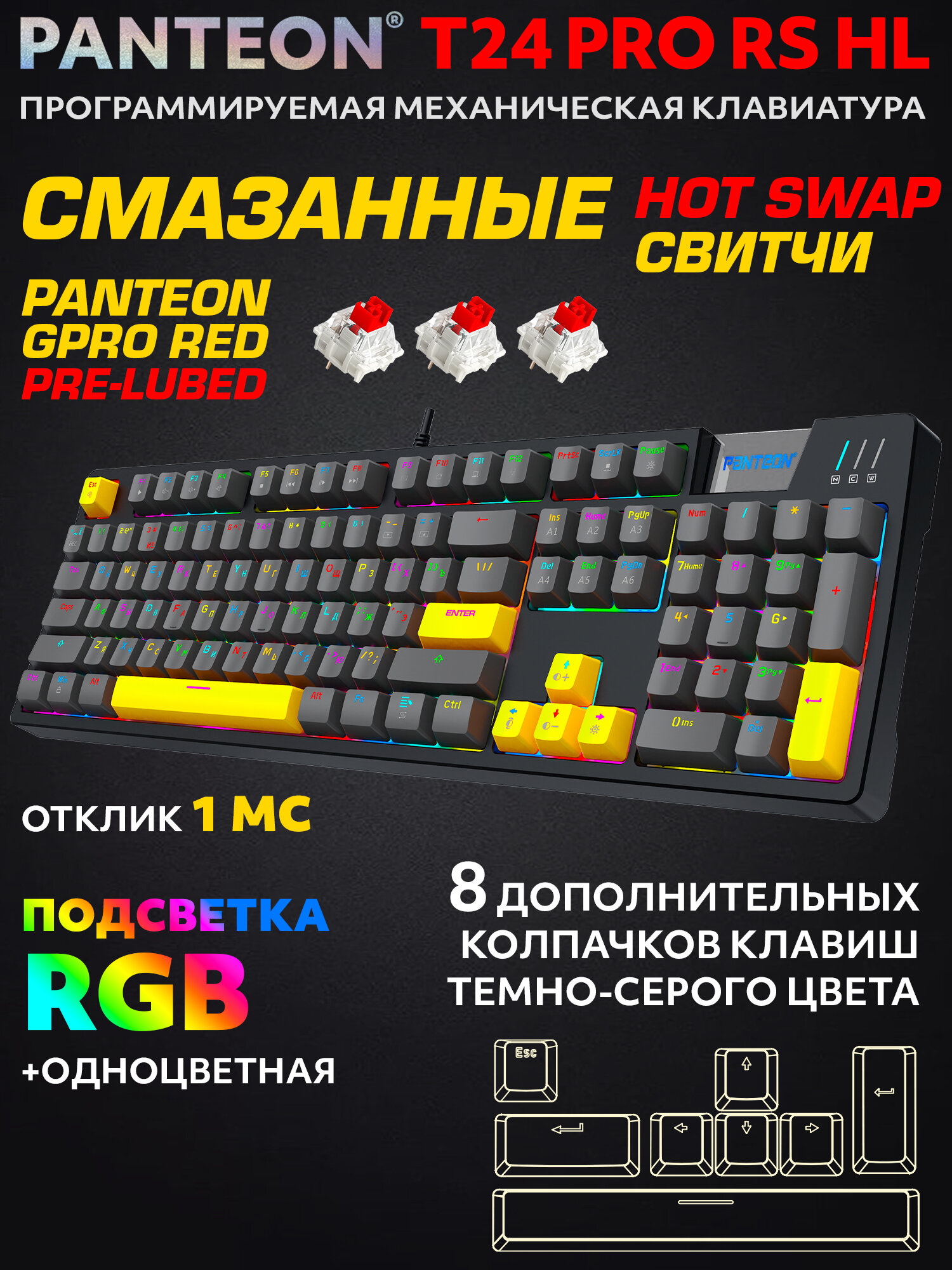 Механическая Программируемая Клавиатура PANTEON T24 PRO RS HL Black (230)