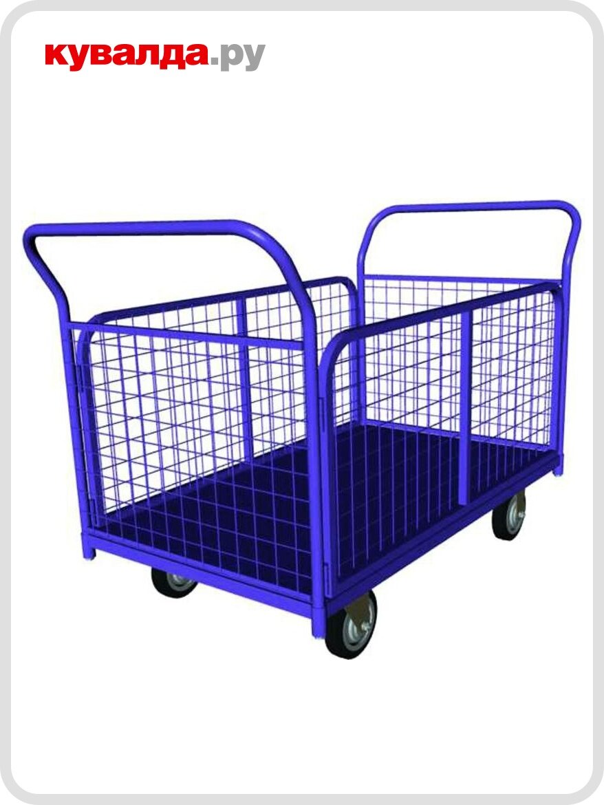 Тележка платформенная Rusklad ТС-5 700 х 1200 мм, съемные сетчатые борта (К-200 мм)