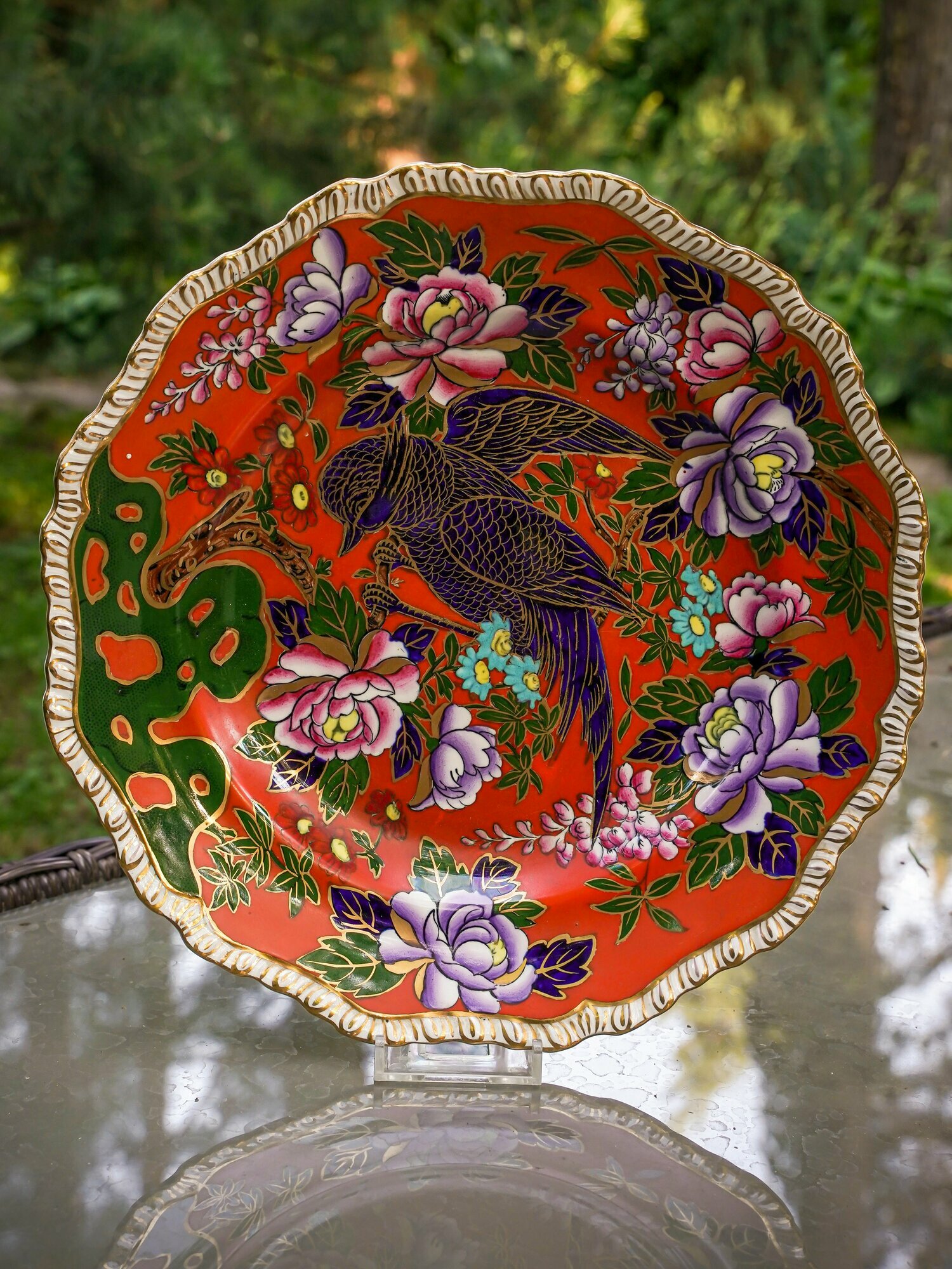 Старинная тарелка с птицей Mason's Ironstone, Англия, 1840 г.