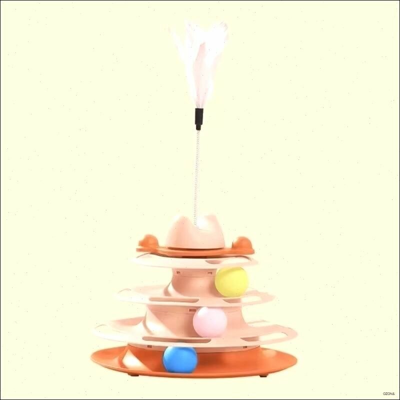 Игровая башня для кошки, серая пирамида-игрушка для котов