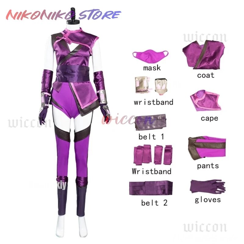 Mortal Mileena Косплей Костюм, Фиолетовый