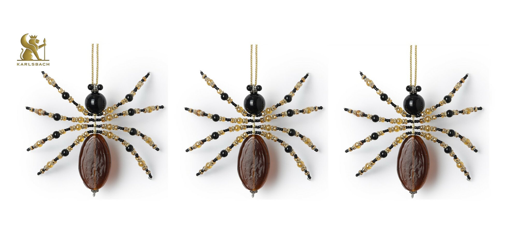 Набор из 3-х паучков из бисера на ель 10 см