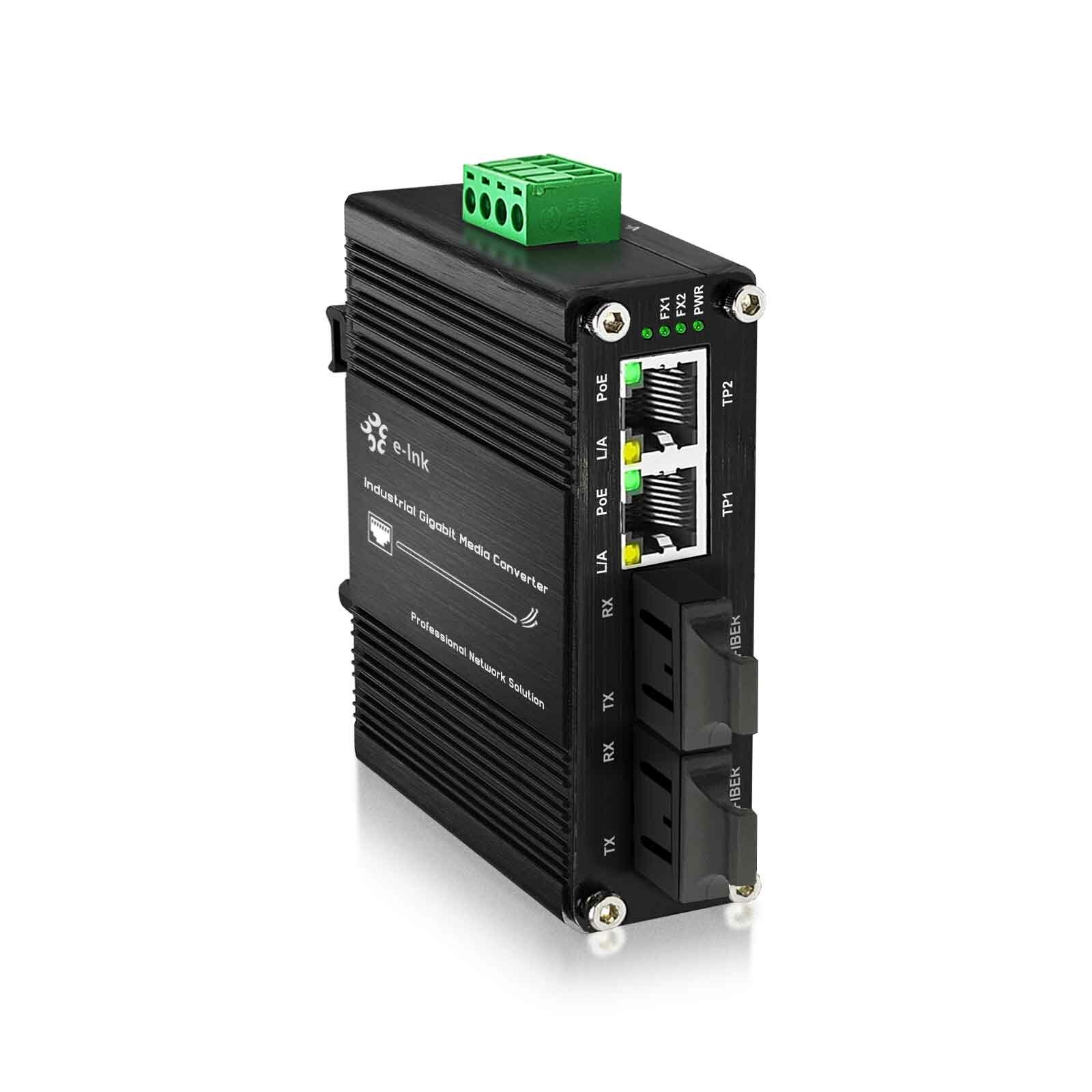 Гигабитный оптоволоконный медиаконвертер PoE++ мощностью 30 Вт (2×RJ45 + 2×SC) — LNK-IMC202GP