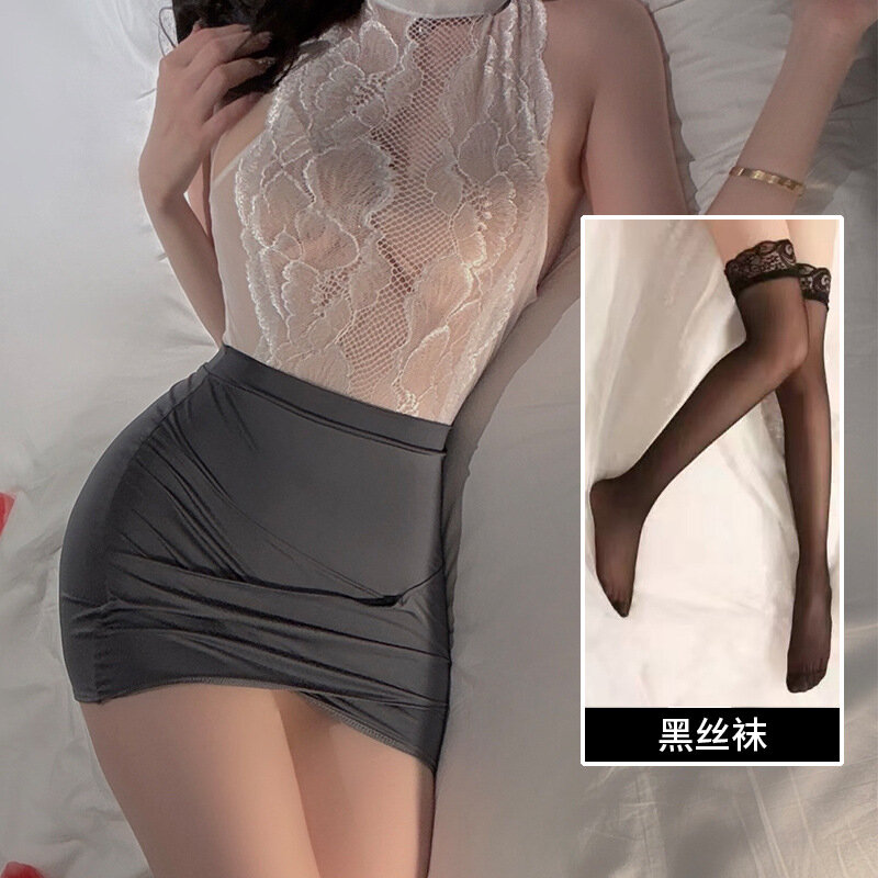 Сексуальный комплект нижнего белья для женщин, невинный и соблазнительный, облегающая юбка, сексуальный комплект с вырезом и прозрачной вставкой A378