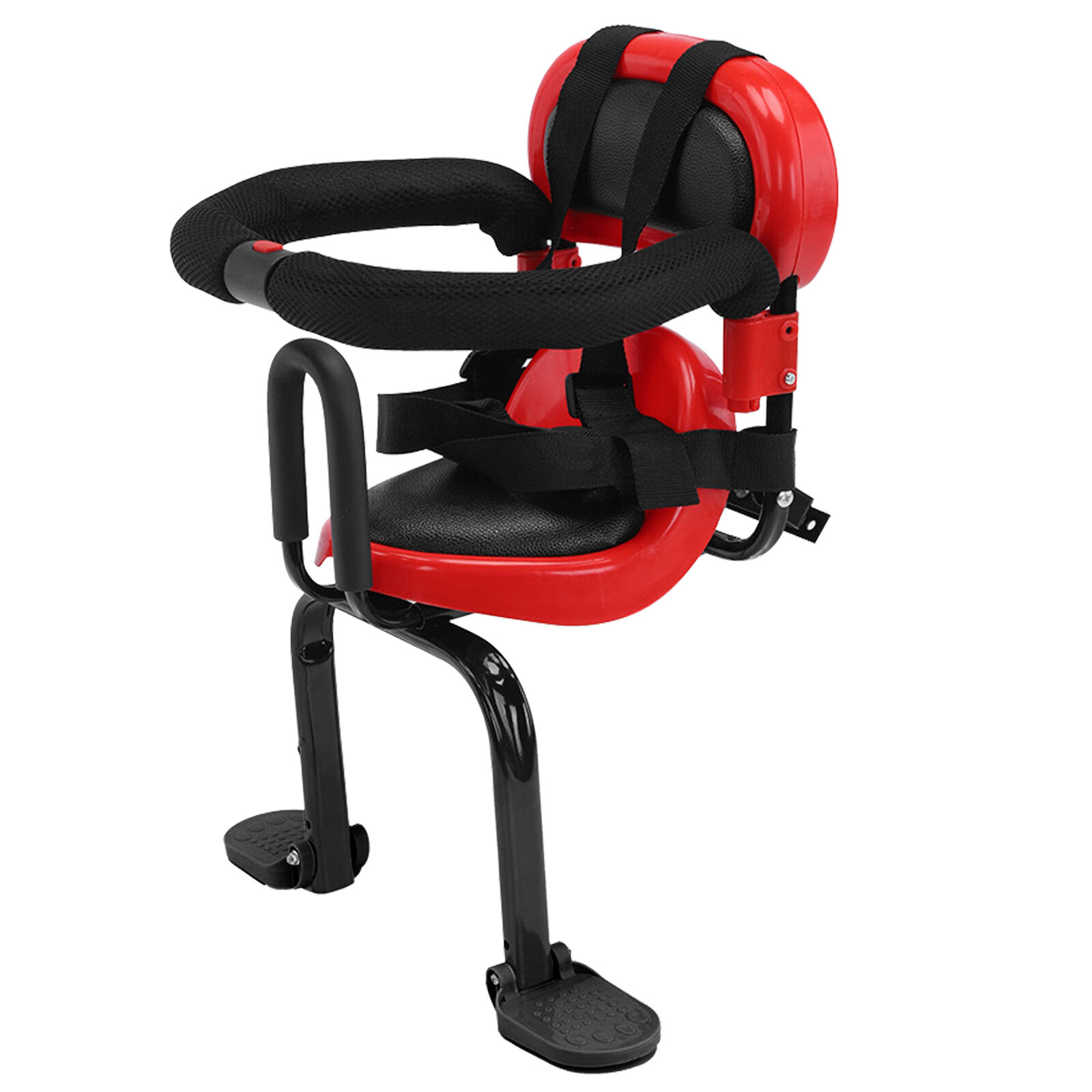 Детское седло для велосипеда с задней установкой, детское велосипедное седло с U-образной рамушечкой, складывающимися подножками и ремнем безопасности, материал углеродистая сталь, размер 21*26*31см/8.3*10.2*12.2дюйма, вес 2.5кг/5.5фунта, комплект 1