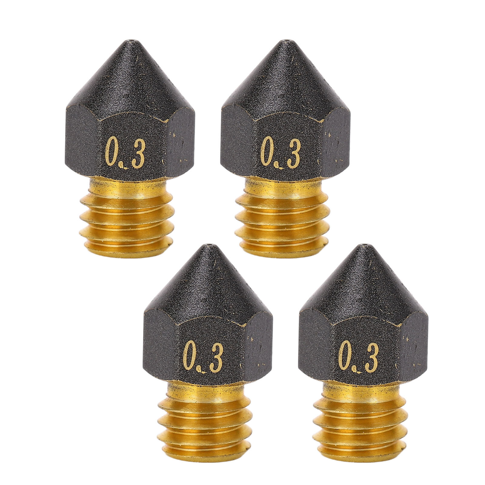 4 шт. сопла для 3D-принтера, экструдеры с тремя отверстиями для высокоскоростной печати, латунная печатающая головка с покрытием птфэ для 3D-принтера Ender‑3 Ender‑3 Pro 0,3 мм