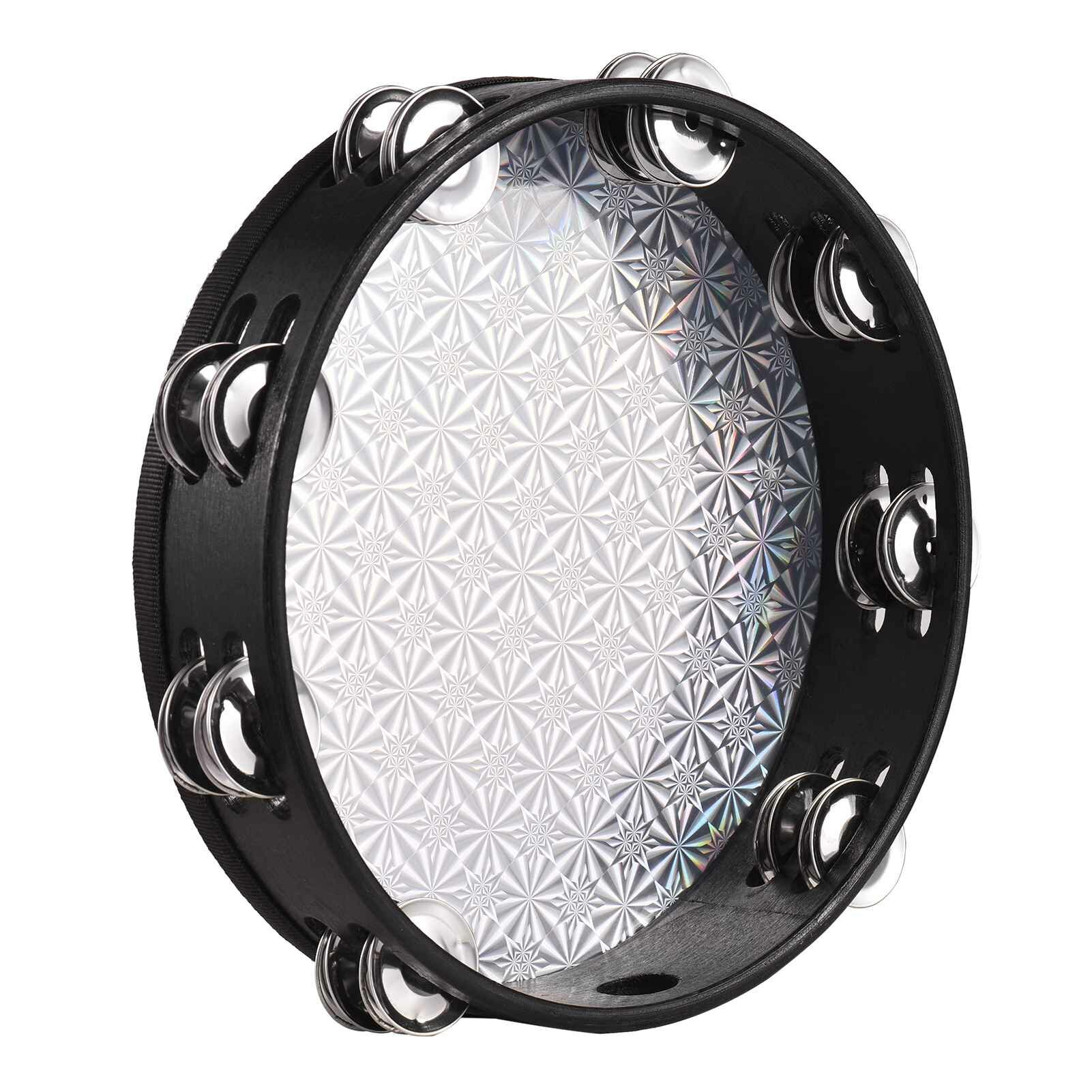 10-дюймовый деревянный тамбурин-колокольчик Radiant с двумя рядами бубенчиков и отражающей мембраной, музыкальный ударный инструмент.