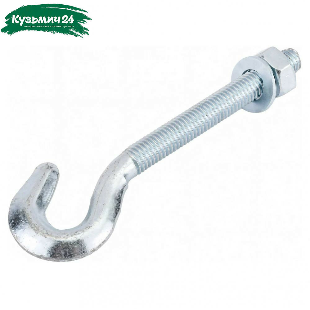 Кованый крюк для высоких нагрузок М10, нержавеющая сталь, серебристый