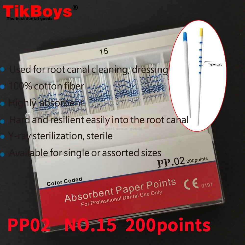 Бумажные точки эндодонтические TikBoys PP02 No.15 200шт