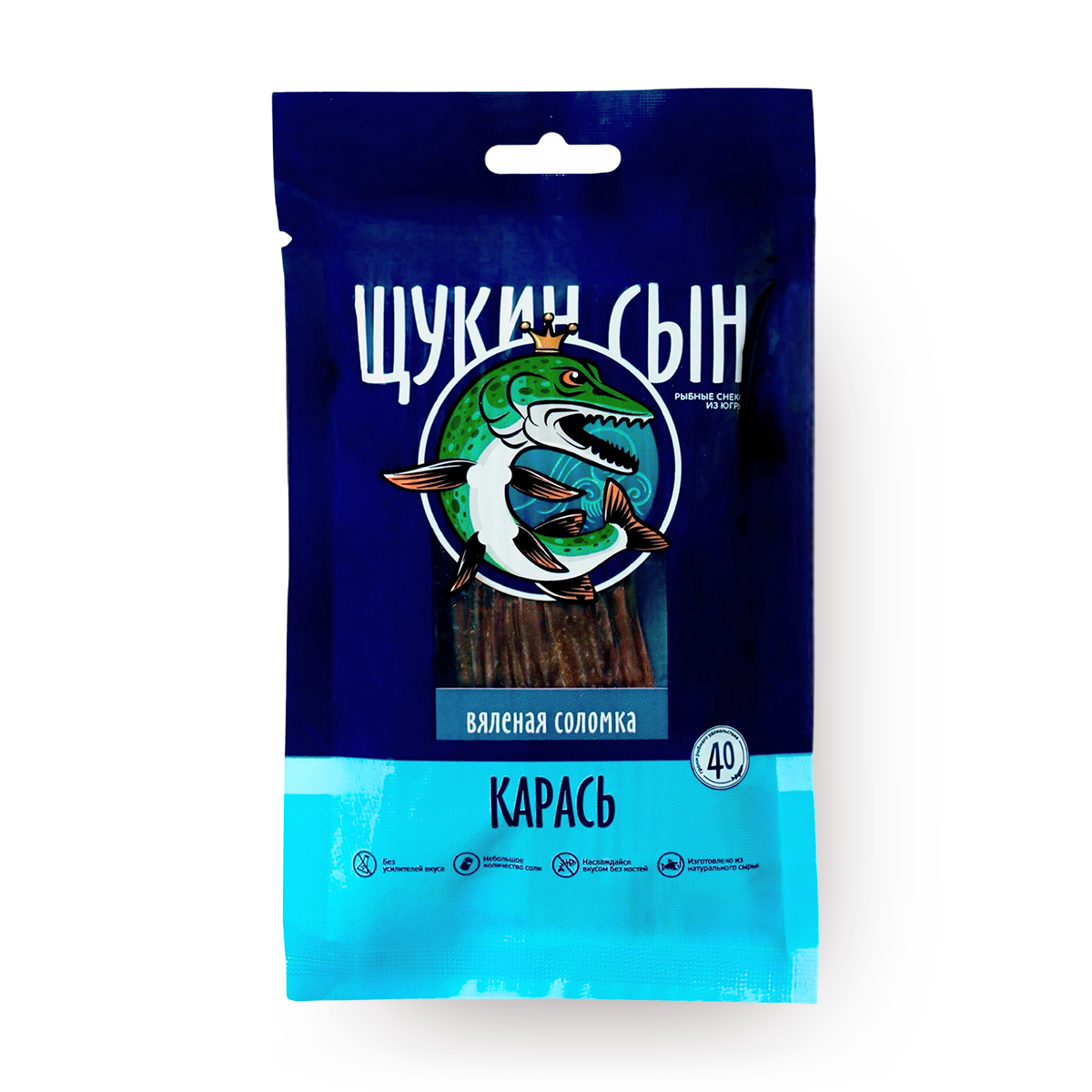 Вяленый карась «Щукин сын», без добавок, 40 граммов, 1 упаковка