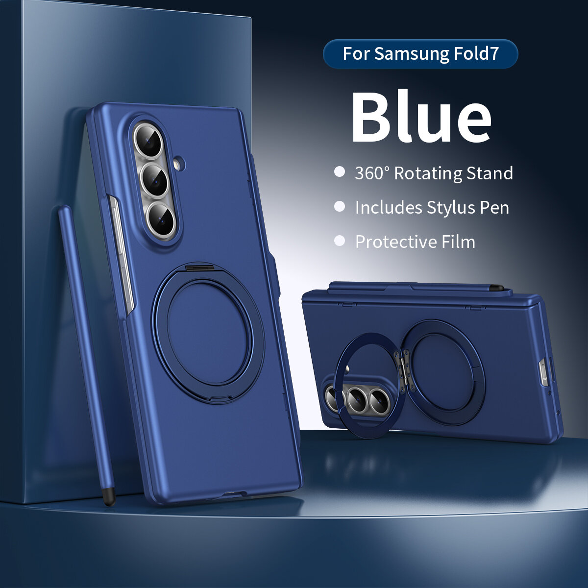 Чехол для Samsung Galaxy Z Fold 7 / Samsung Z Fold7 / Самсунг Галакси З Фолд 7 Складной многофункциональный чехол для мобильного телефона, защитное стекло, стилус, матовая поверхность, книжка, металл