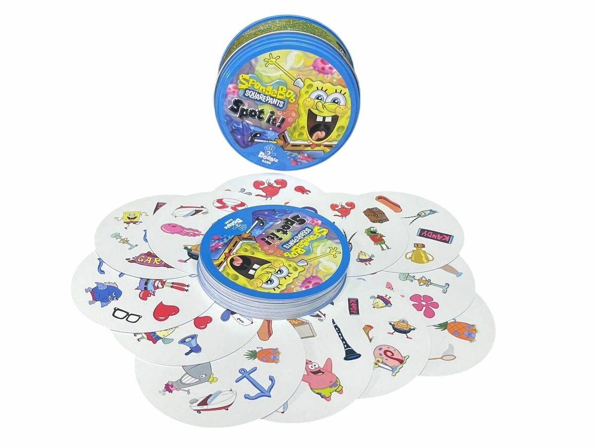 Настольная игра Dobble/Spot it! по мотивам мультсериала "SpongeBob SquarePants" (Губка Боб Квадратные Штаны) (правила на англ. языке)