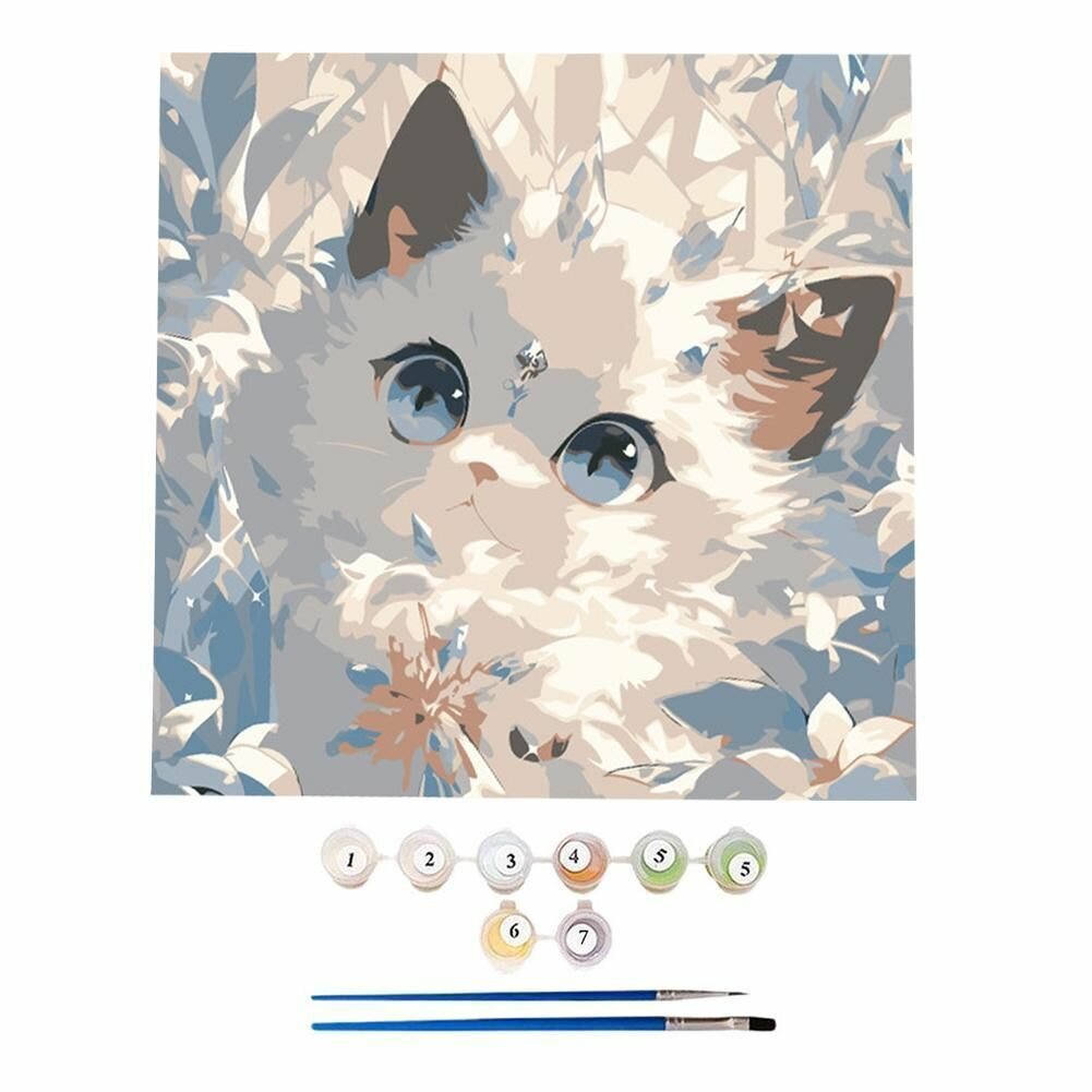 Картина по номерам для детей 20х20 черный Кот