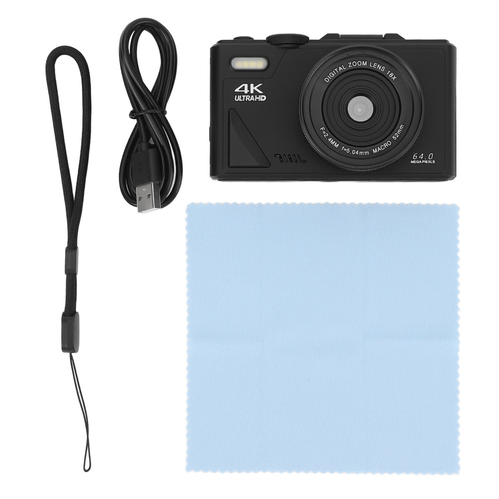 4K Цифровая камера 64MP UHD 18X Zoom AutoFocus retro Compact Digital Camera с 3 -дюймовым флип -экраном для путешествий Photography