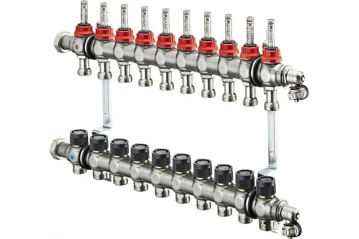 Коллекторы Oventrop Multidis SF PN6 с расходомерами вставками M30x1,5 1"х3/4"ЕК-10 вых.