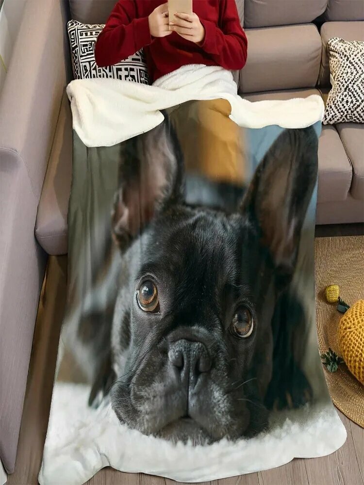 Плед с фотопринтом Животное Бульдог , Фланель, 220 см х 200 см