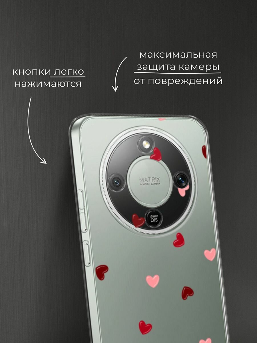 Чехол на Honor X9d / Хонор X9d с принтом Бордовые сердечки 2 — фото 1
