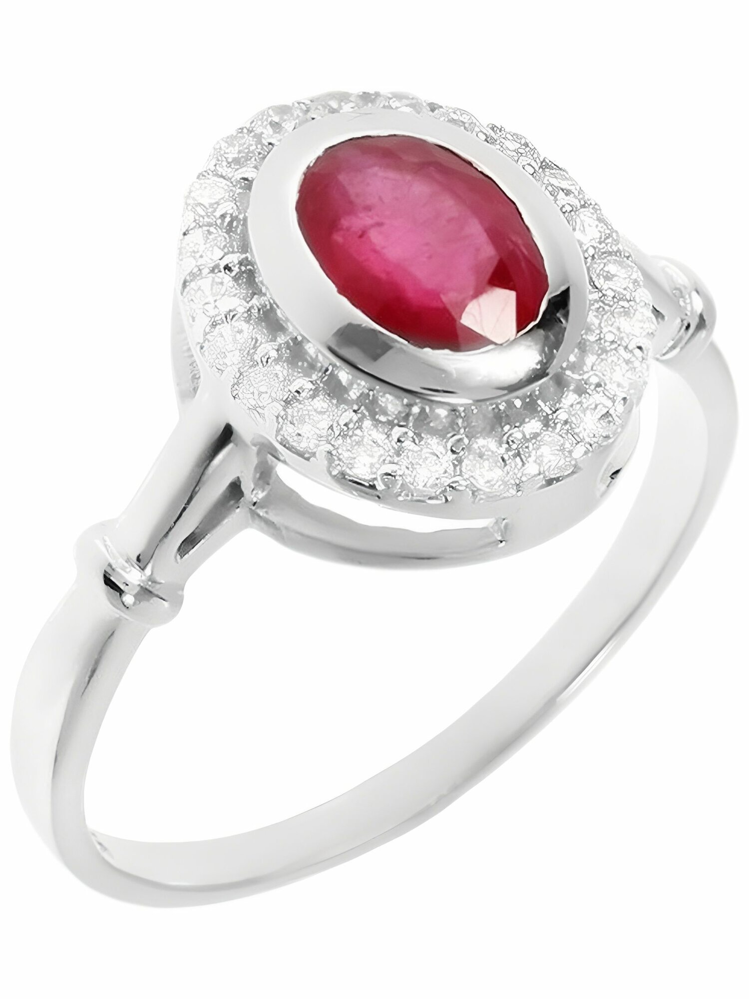 Кольцо тонкое, серебро, 925 проба, родирование, фианит, рубин