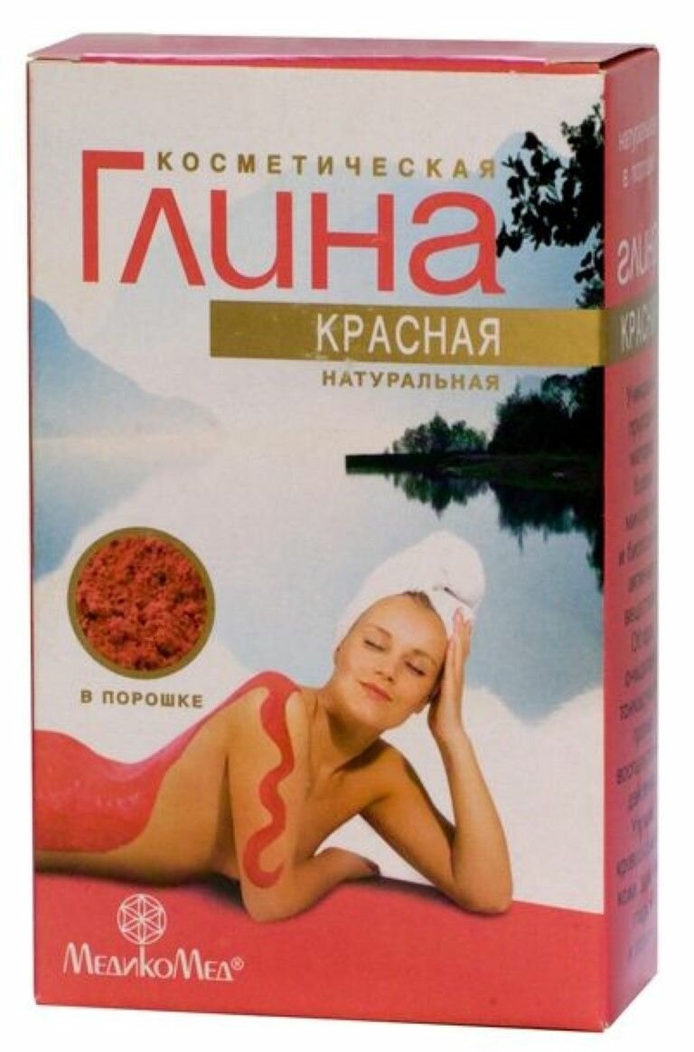 Косметическая глина Медикомед красная, натуральная, в коробке, 100 г