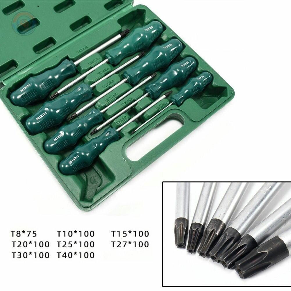 Набор магнитных отверток Torx T8-T40, 8 шт, прецизионный инструмент для ремонта техники, эргономичная нескользящая ручка, компактный чехол
