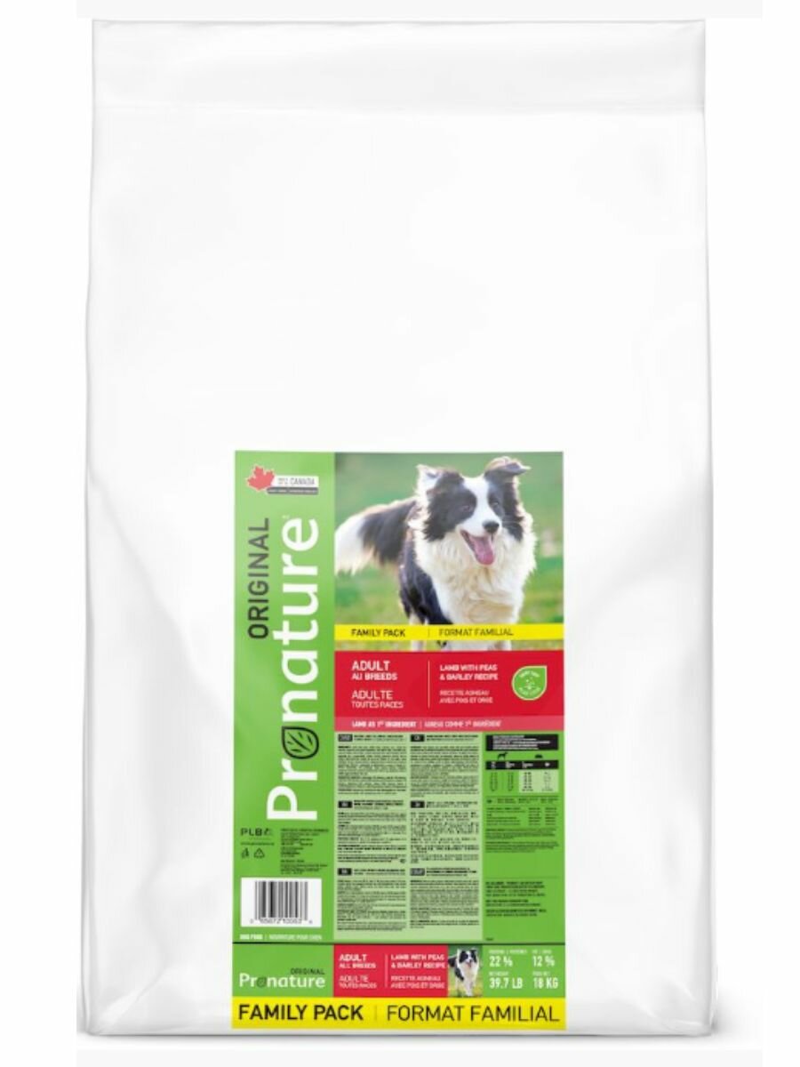 Pronature Original корм для собак всех пород, ягнёнок, 15 кг