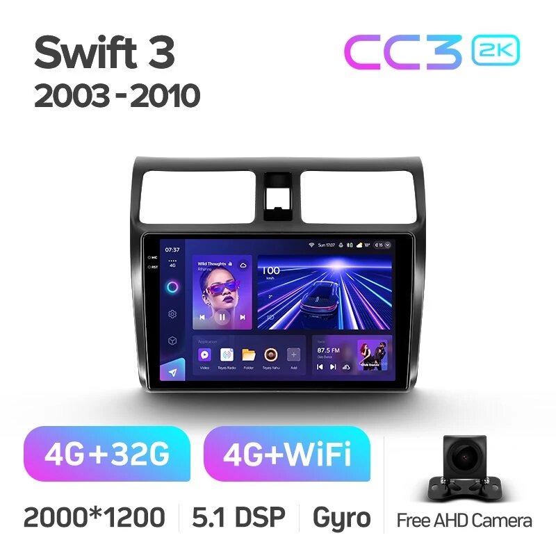 TEYES Тиайс CC3 2K Штатная магнитола For Сузуки Свифт 3 For Suzuki Swift 3 2003 - 2010 до 8-ЯДЕР, до 6 + 128ГБ 27EQ + DSP автомагнитола 2 DIN DVD GPS android 10 мультимедиа автомобиля головное устройство Swift 3 2K 32G