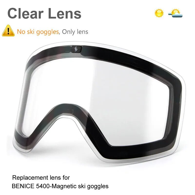 Лыжные очки Benice магнитные двухслойные поляризационные UV400 Clear lens