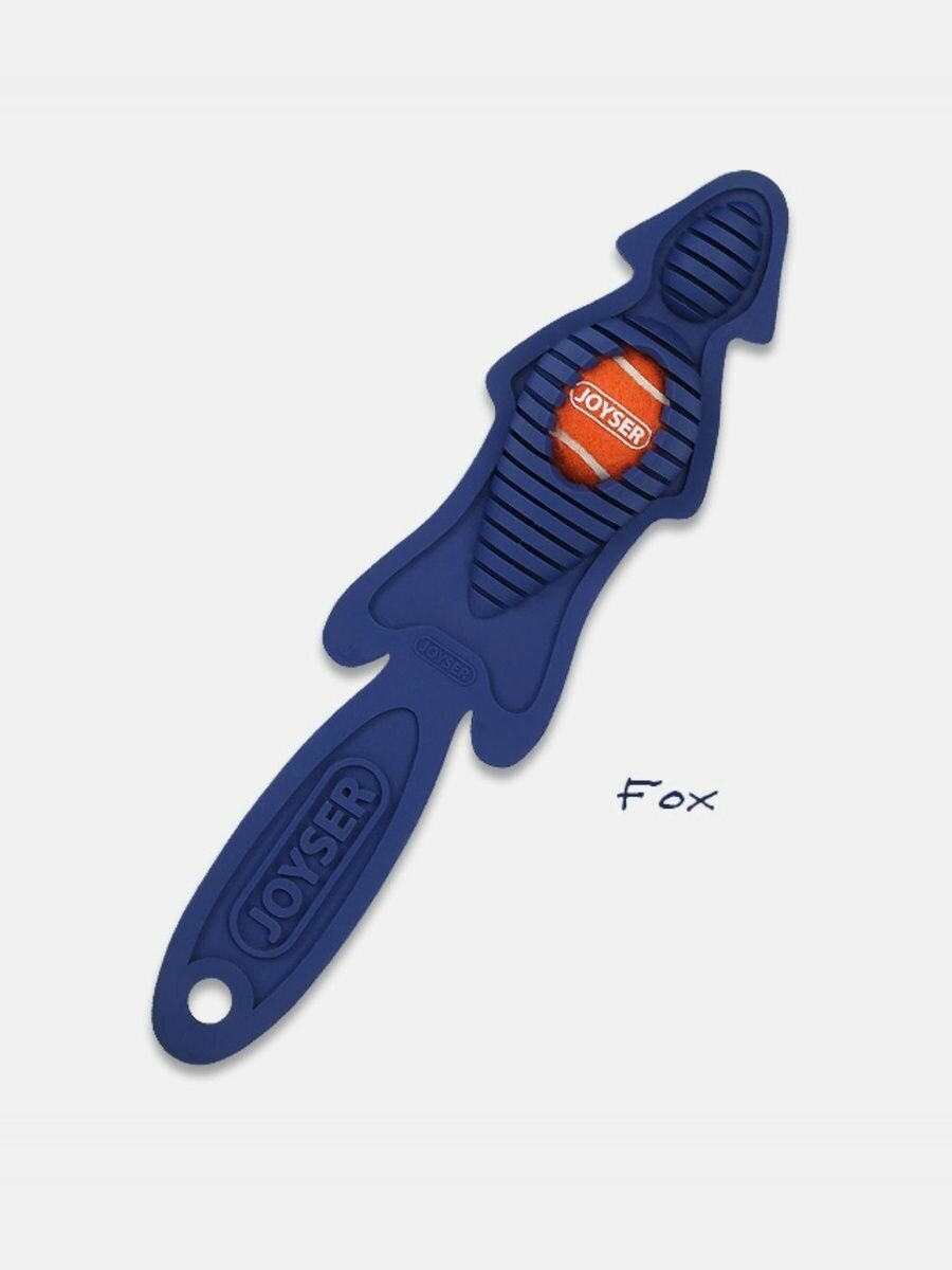 Игрушка для собак лиса Fox Slimmy из термопластичной резины с мячиком с пищалкой Joyser, M/L, 45 см, синяя