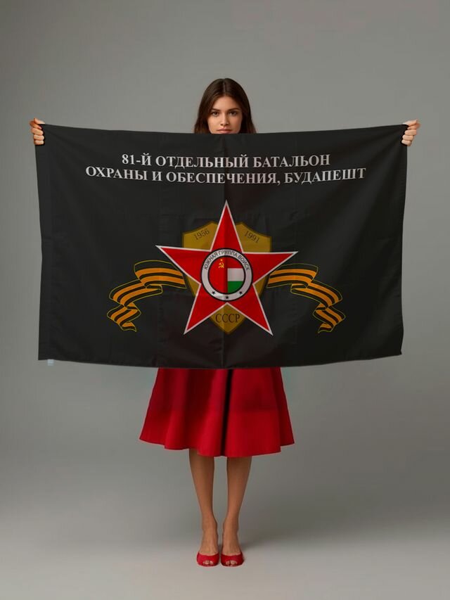 Флаг ЮГВ 81-й отдельный батальон охраны и обеспечения, Будапешт, 90х135 см на сетке для улицы