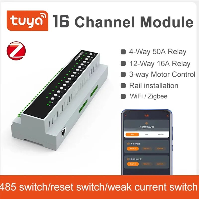 Управление умным домом: модуль 16-Gang релейного переключателя Tuya Zigbee, удаленное приложение и голосовое управление, 110–240 В