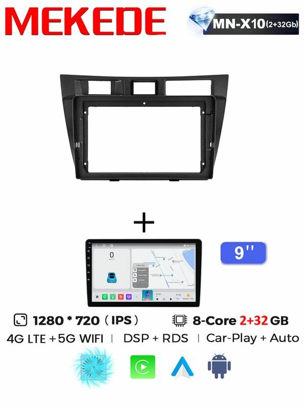 Магнитола 9" Mekede MN X10 Pro 2/32 Gb Toyota Mark 9X100 2000-2007 F1 carplay