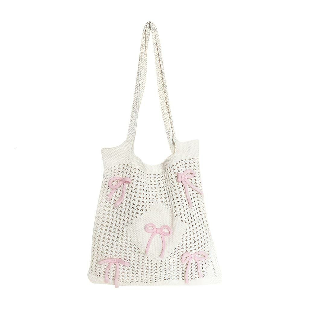 Маленькая сумка-мессенджер с бантиком на одно плечо-розовый