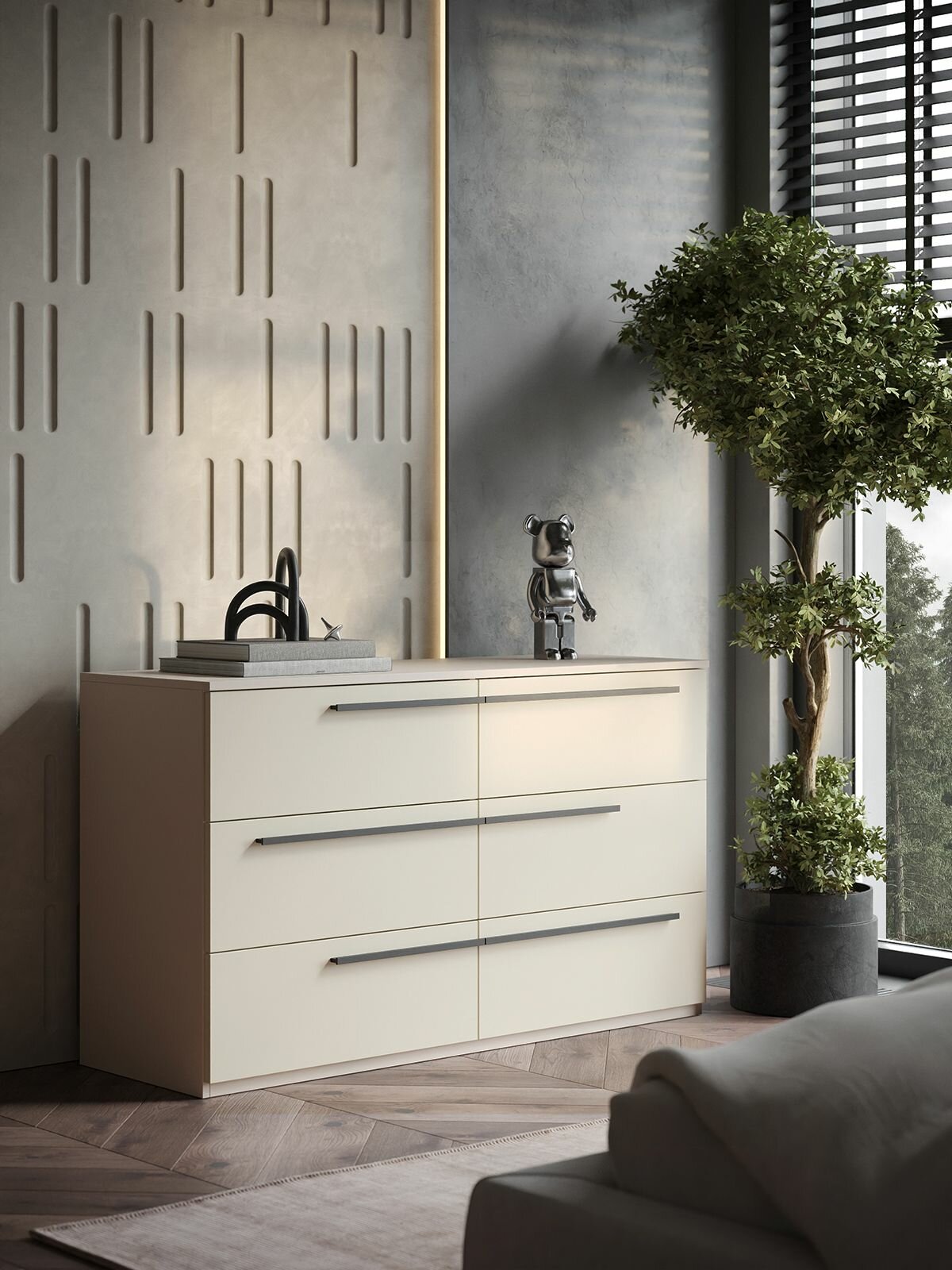 Комод SOHO для одежды, 6 ящиков, цвет бежевый, габариты 120х70х40 см