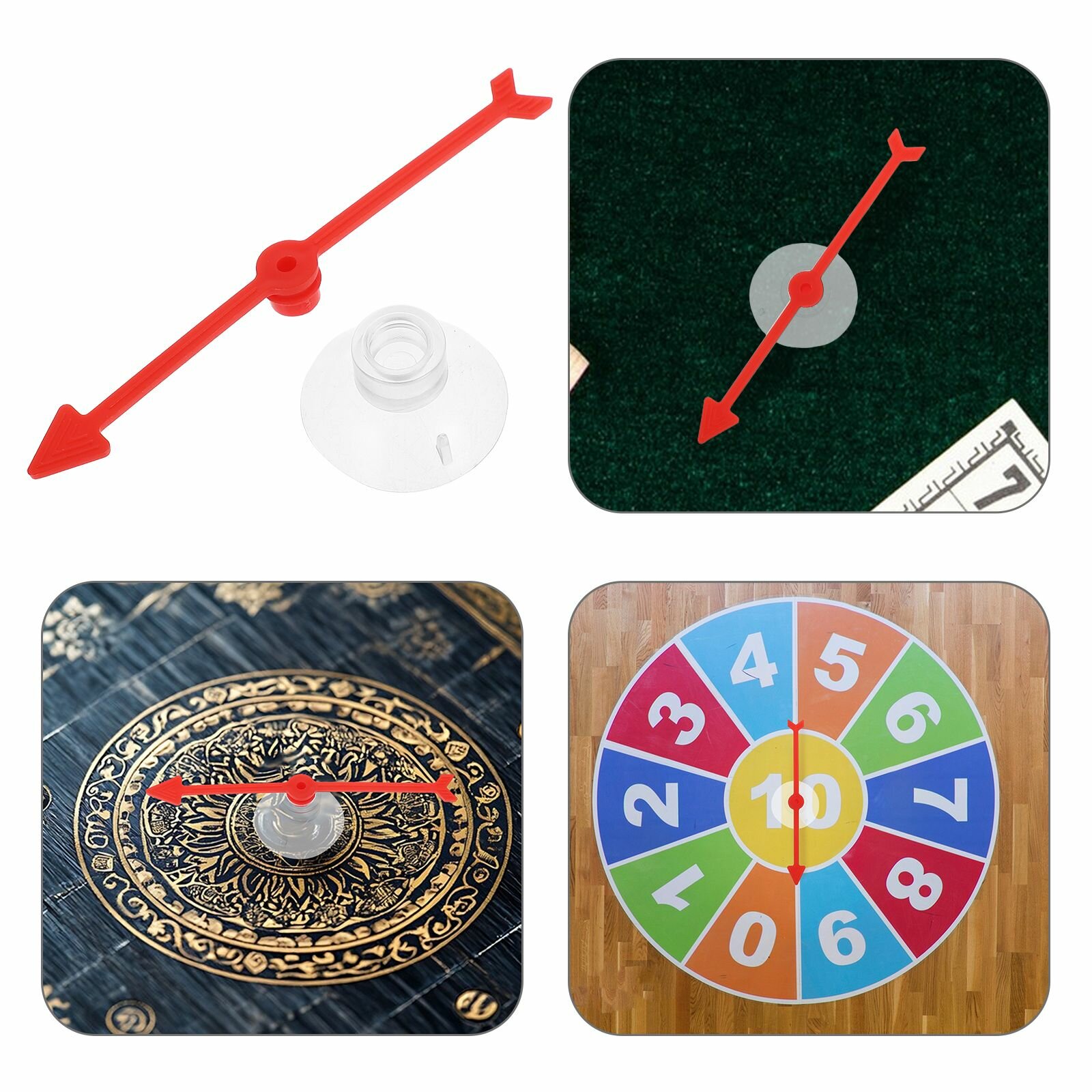 Игровая вращающаяся стрелка-рулетка на присоске, универсальный аксессуар для настольных игр, вечеринок и семейных праздников, красный пластик
