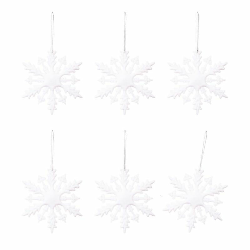 1 набор из 6 штук, рождественский цветной кулон в виде снежинки-белый