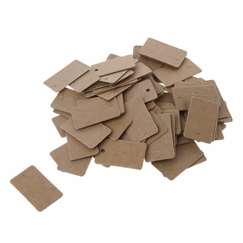 100шт Крафт-бирки 2x3.3см, Воловья Кожа