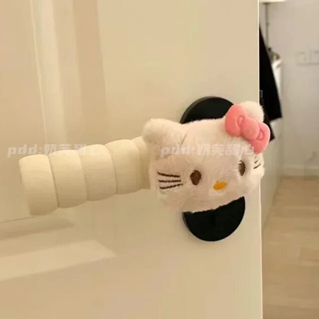 Kawaii Y2K Hello Kitty Защитная ручка Kawaii Милый мультфильм Аниме Дом Детская комната Антистатические украшения Игрушки Подарки для девочек