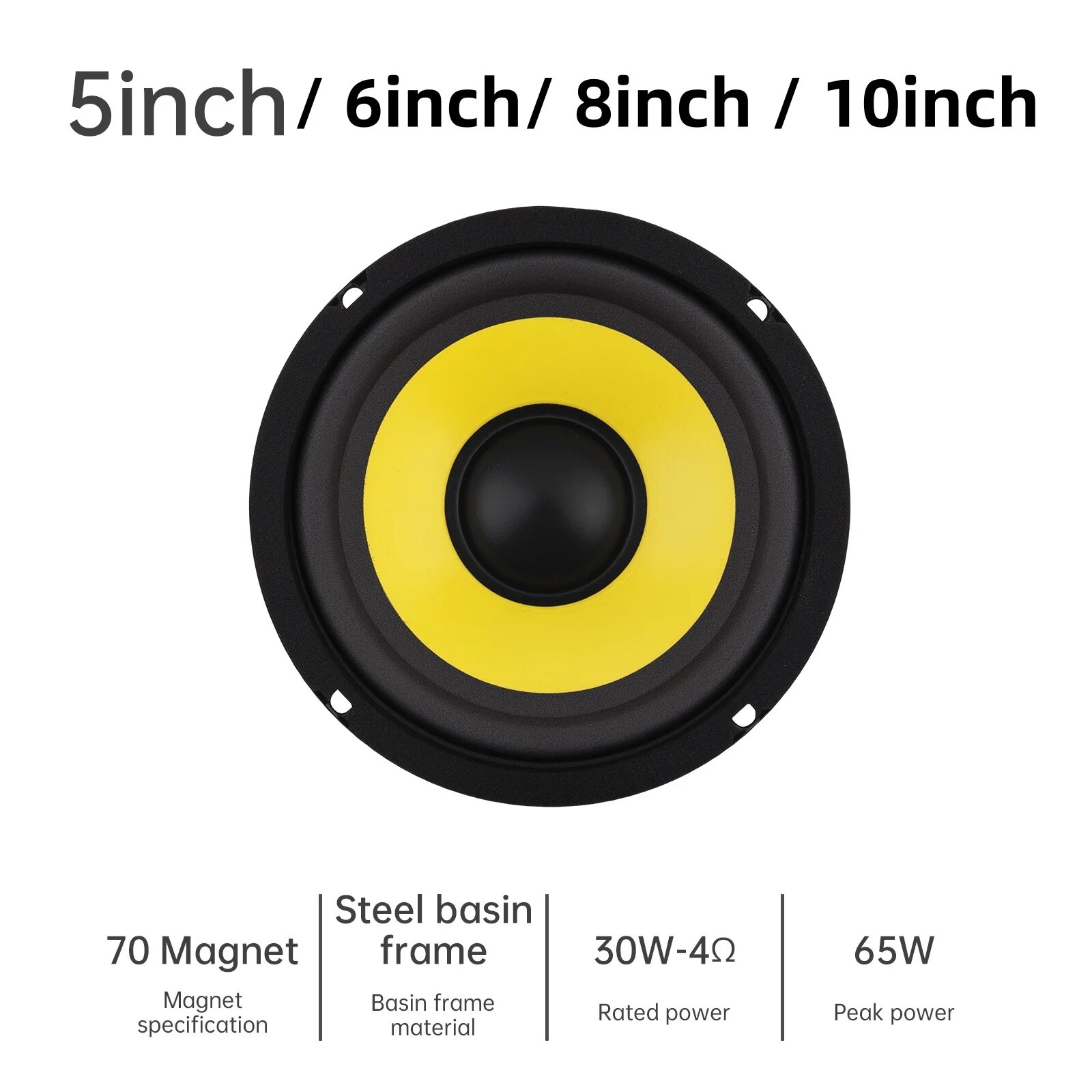 1 шт. 5/6/8/10-дюймовый басовый громкоговоритель НЧ-динамик для автомобильных аудио/домашніх театра, широкая частота реагирования, автомобильный аудио стереодинамик