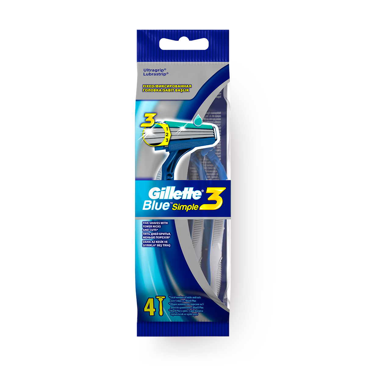 Станок бритвенный Gillette Blue Simple, синий, 3 лезвия, 4 шт