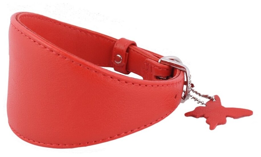 Ошейник "WAUDOG Glamour" для собак для борзых собак без украшений, красный, ширина 20мм, длина 34-40см УД